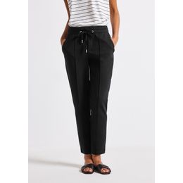 Street One Damen Jogger Pants, schwarz, Gr. 46, unifarben, Web, 52% Baumwolle, 41% Polyester, 7% Elasthan, Hosen, Middle Waist