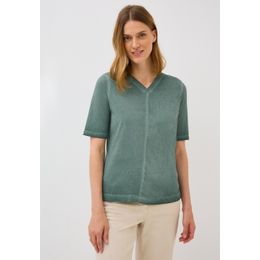 V-Shirt Cecil, Damen, Gr. L (42), gr&uuml;n (schwarz balmy khaki), Web, 100% Baumwolle, unifarben, normal normal, V-Ausschnitt, B&uuml;ndchen, Shirts, aus reiner Baumwolle