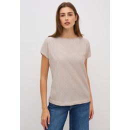 Cecil Damen T-Shirt, beige, Gr. XS, unifarben, Stoff, Vorderseite: 98% Polyester, 2% Elasthan; Rückseite: 95% Viskose, 5% Elasthan, Shirts, mit