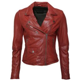 JCC Damen Bikerjacke "8007", rot, Gr. L, Oberstoff: 100% Lammnappa-Leder / Futter. 100% Baumwolle / &Auml;rmelfutter: 100% Polyester, Jacken