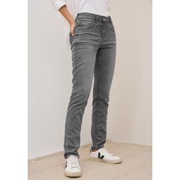Cecil Damen Regular-fit-Jeans "Scarlett", grau, Gr. 27, unifarben, Denim/Jeans, Obermaterial: 66% Baumwolle, 31% Polyester, 3% Elasthan. Futter: 52%