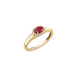 Vivance Damen Fingerring "333 Gelbgold Rubin und Zirkonia", 060 (19,1), Gold, gelb, Gold, Fingerringe