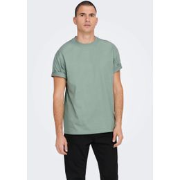 Only & Sons ONLY & SONS Damen T-Shirt "ONSFRED LIFE RLX SS TEE NOOS", gr&uuml;n, Gr. XL, unifarben, Single Jersey, Obermaterial: 100% Baumwolle, Shirts