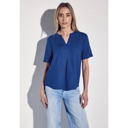 Street One Damen Shirtbluse, blau, Gr. 34, unifarben, Stoff, 100% Viskose, Blusen, aus softer Viskose