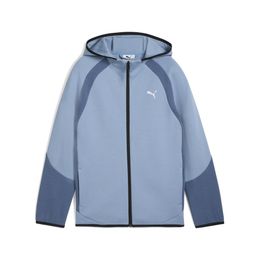 Puma Jungen Hoodie "Evostripe Reißverschluss-Hoodie Jungen", blau, Gr. 128, Obermaterial: 77% Baumwolle, 23% Polyester; Einsatz: 20% Polyester, 80%
