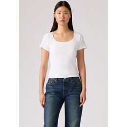 Levi's LEVI'S Damen T-Shirt "ESSENTIAL SQRD NE", wei&szlig;, Gr. XS, unifarben, Feinripp, Obermaterial: 95% Baumwolle, 5% Elasthan, Shirts, Feinrippqualit&auml;t