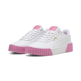Sneaker Puma "Carina 3.0 Sneakers Mädchen", Mädchen, Gr. 35,5, weiß (weiß gold posie pink), Obermaterial: Leder, Synthetik; Futter: Textil; Innensohle: Textil; Laufsohle: Gummi, Schuhe