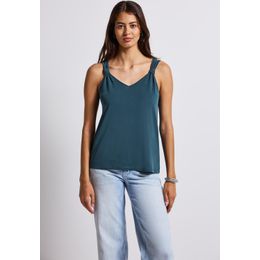 Street One Damen Tr&auml;gertop, blau, Gr. 46, unifarben, Stoff, 78% Modal, 22% Polyester, Tops, mit Knotendetail
