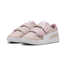 Sneaker Puma "Puma Smash 3.0 Badges Sneakers Mädchen", Mädchen, Gr. 27,5, weiß (mauve mist weiß pink), Obermaterial: Synthetik, Textil; Futter: Textil; Innensohle: Textil; Laufsohle: Gummi, Schuhe