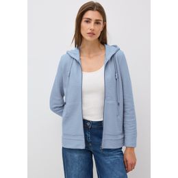 Cecil Damen Sweatjacke, blau, Gr. XXL, unifarben, Web, 73% Baumwolle, 19% Polyester, 7% Viskose, 1% Elasthan, Sweatjacken, mit Kängurutasche