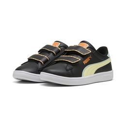 Sneaker Puma "Smash 3.0 Playdate Sneakers Mädchen", Mädchen, Gr. 27,5, gelb (schwarz gold moon gelb), Obermaterial: Textil, Synthetik; Futter: Textil; Innensohle: Textil; Laufsohle: Gummi, Schuhe