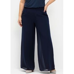 sheego Damen Schlupfhose, blau, Gr. 52, unifarben, 100% Polyester, Hosen