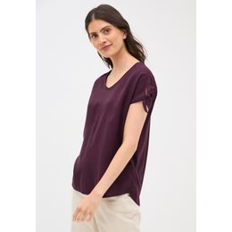 Cecil Damen Kurzarmbluse, rot, Gr. M, unifarben, Stoff, 100% Viskose, Blusen, aus softer Viskose