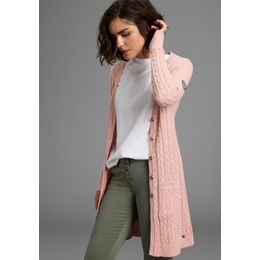Kangaroos Damen Longstrickjacke, rosa, Gr. 44, Zopfmuster, meliert, Strick, Obermaterial: 50% Baumwolle, 50% Polyacryl, Strickjacken, mit trendigem