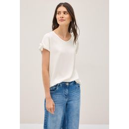Cecil Damen Kurzarmbluse, weiß, Gr. XL, unifarben, Stoff, 100% Viskose, Blusen, aus softer Viskose