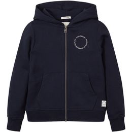 Tom Tailor Jungen Sweatjacke, blau, Gr. 152, unifarben, Obermaterial: 100% Baumwolle, Sweatjacken, mit Kapuze