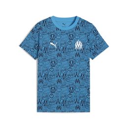 Puma M&auml;dchen T-Shirt "Olympique de Marseille FtblCulture T-Shirt mit Allover-Print", blau, Gr. 152, bedruckt, Obermaterial: 100% Baumwolle; Rippe: