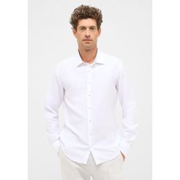 Eterna Herren Langarmhemd "SLIM FIT", weiß, Gr. 44, Twill, 59% Baumwolle, 41% Leinen, Hemden, EASY IRON (bügelleicht)