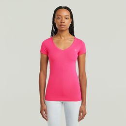 G-Star Raw G-STAR Damen V-Shirt "Base v t wmn cap sl", pink, Gr. XS, Jersey, Obermaterial: 95% Baumwolle, 5% Elasthan, Shirts, mit kleinem Logodruck vorne