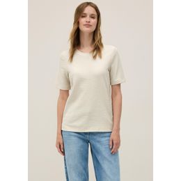 Cecil Damen T-Shirt, beige, Gr. XXL, unifarben, Web, 90% Baumwolle, 10% Polyester, Shirts, mit Knopf Details