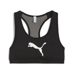 Puma Damen Sport-BH "4KEEPS BH Damen", Gr. Lschwarz big wei&szlig; cat, Obermaterial: 85% Polyester, 15% Elasthan; Innenfl&auml;che der Vorderseite: 6%