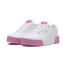 Sneaker Puma "Carina 3.0 Sneakers Mädchen", Mädchen, Gr. 27,5, weiß (weiß gold posie pink), Obermaterial: Synthetik; Futter: Textil; Innensohle: Textil; Laufsohle: Gummi, Schuhe