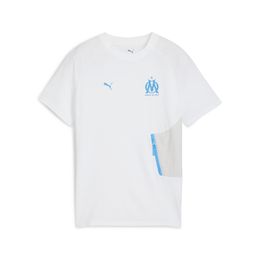 Puma Mädchen T-Shirt "Olympique de Marseille PumaTECH Pocket T-Shirt Jugendliche", weiß, Gr. 164, clean, Obermaterial: 35% Baumwolle, 65% Polyester;