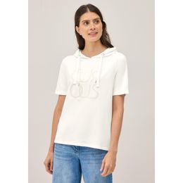 Cecil Damen T-Shirt, wei&szlig;, Gr. XL, unifarben, Web, 50% Baumwolle, 50% Modal, Shirts, mit Kapuze mit Tunnelzugband