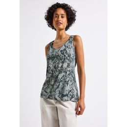 2-in-1-Tanktop Street One, Damen, Gr. 46, blau (arona blau), Stoff, 100% Viskose, bedruckt, normal normal, V-Ausschnitt, abgesteppt, Tops, mit allover Print