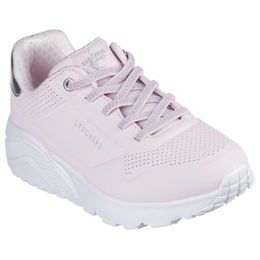 Skechers Mädchen Sneaker "UNO LITE", Gr. 31, silber, Lederimitat, Schuhe, Schnür,-Plateausneaker mit Metallic, Größenschablone zum Download