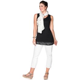 sheego Damen Longtop, schwarz, Gr. 40, unifarben, 100% Baumwolle, Spitze am Saum:10% Elasthan, 90% Polyester, Tops