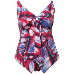 Ulla Popken Tankini Damen Gr&ouml;&szlig;e XXXL royalblau / blutrot / schwarz / wei&szlig;