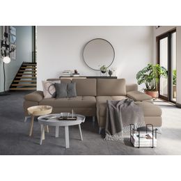 Sit & More Ecksofa SIT & MORE "Latigo L-Form", braun (macchiato), B:270cm T:163cm, Sofas, Ecksofa, mit Recamiere, wahlweise mit Bettfunktion und Bettkasten