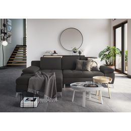 Sit & More Ecksofa SIT & MORE "Latigo L-Form", grau (fango), B:270cm T:163cm, Sofas, Ecksofa, mit Recamiere, wahlweise mit Bettfunktion und Bettkasten