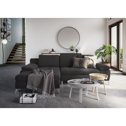 Sit & More Ecksofa SIT & MORE "Latigo L-Form", grau (dunkelgrau), B:270cm T:163cm, Sofas, Ecksofa, mit Recamiere, wahlweise mit Bettfunktion und Bettkasten