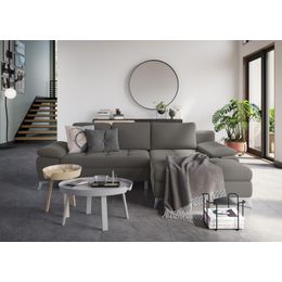 Sit & More Ecksofa SIT & MORE "Latigo L-Form", grau (hellgrau), B:270cm T:163cm, Sofas, Ecksofa, mit Recamiere, wahlweise mit Bettfunktion und Bettkasten