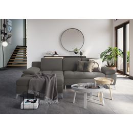 Sit & More Ecksofa SIT & MORE "Latigo L-Form", grau (hellgrau), B:270cm T:163cm, Sofas, Ecksofa, mit Recamiere, wahlweise mit Bettfunktion und Bettkasten