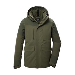 Funktionsjacke Killtec "KOW 81 MN JCKT", Herren, Gr. L, grün (moosgrün), Oberstoff: 100% Polyester, Futter: 100% Polyester, Wattierung: 100% Polyester (recycelt), Jacken, Wasserdichte Herrenjacke mit abnehmbarer Kapuze und vielen Taschen