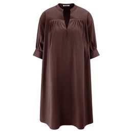 Peter Hahn - Kleid mit &uuml;berschnittener Schulter, braun, Gr. 52 / XXL - Baumwolle