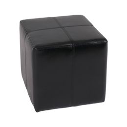 MCW Sitzhocker Carrara, Leder + Kunstleder, 36x36x36cm MVG-zertifiziert ~ schwarz