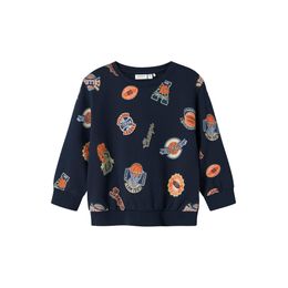 name it Sweatshirt 'NMMLELAND' Jungen Gr&ouml;&szlig;e 98 navy / orange / wei&szlig;
