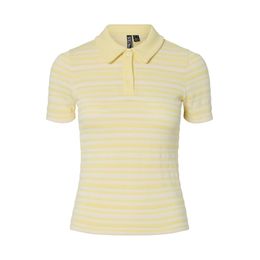 Pieces Poloshirt 'PCJessie' Damen Gr&ouml;&szlig;e S hellgelb / wei&szlig;