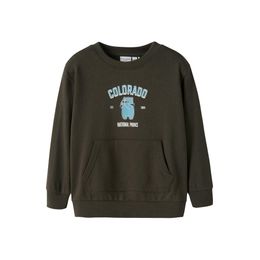 name it Sweatshirt 'NMMVODER' Jungen Gr&ouml;&szlig;e 98 hellblau / dunkelbraun / wei&szlig;