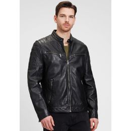 Lederjacke Mauritius "GBDerry LAORV", Herren, Gr. 4 XL, schwarz, Obermaterial: 100% Schafsleder. Futter: 100% Baumwolle. Ärmelfutter: 100% Polyester, unifarben, regular fit, Jacken, mit Stehkragen, Reißverschluss, Schulterpasse