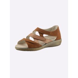 Sandale Classic Basics, Damen, Gr. 37, braun (camel), Glattleder, Veloursleder, Basic, Schuhe Sandale