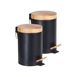 Beliani 2er-Set Abfallbehälter ECOSMART in Schwarz/Braun | Gr.: onesize