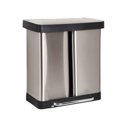 Beliani Abfallbehälter ECOSORT in Silber/Schwarz - (W) 59 x (H) 62 x (L) 31 cm | Gr.: onesize