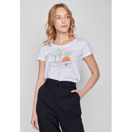 Greenbomb T-Shirt Nature Sunset Palms in Weiß | Gr.: L