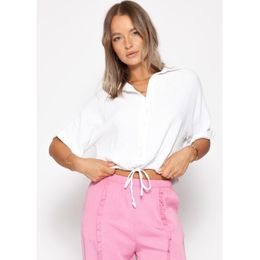 SASSYCLASSY Musselin Bluse mit Zugband in Wei&szlig; | Gr.: XL