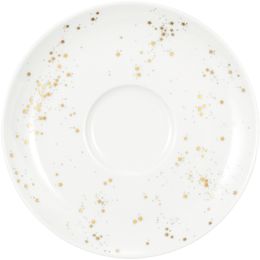 Untertasse Seltmann Weiden "Liberty - Golden Stars", gold (weiß, goldfarben), B:16,1cm H:1,7cm L:16,1cm T:16,1cm Ø:16,1cm, Porzellan, Speiseteller, Kombi-Untertasse groß 16,5 cm